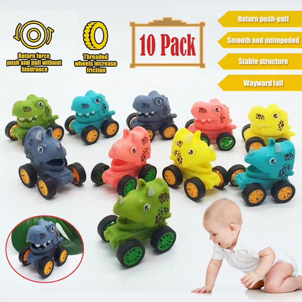 AMERTEER 10 Pack Dinosaur Toys Pull Back Cars for Boy, Dino Car Toy Set ...