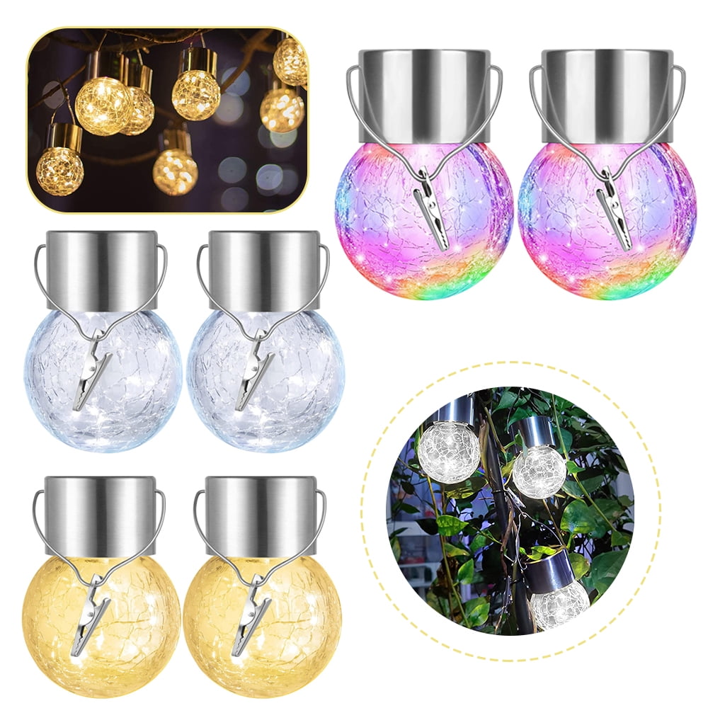 AMERTEER 2 Pack Hanging Solar Lights Outdoor, Solar Powered Cracked ...