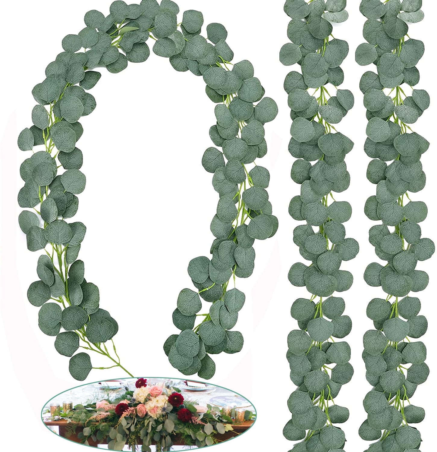 AMERTEER 3 Pack 5.9ft Artificial Eucalyptus Garland Spring Garland Fake ...