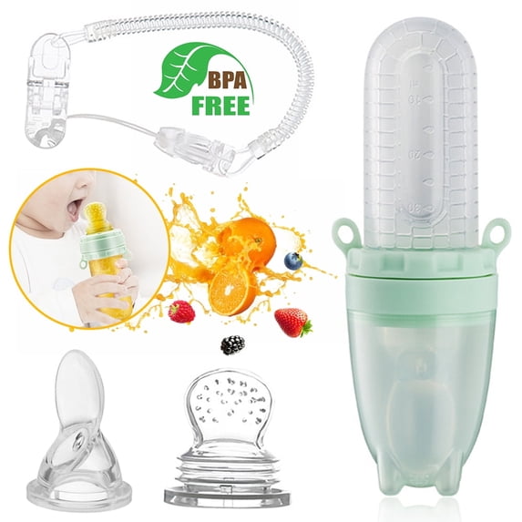 AMERTEER Baby Food Feeder, 2 in 1 Fruit Pacifier Silicone Squeeze ...