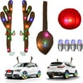 AMERTEER Christmas Reindeer Antlers Car Kit with Color LED Light Red ...