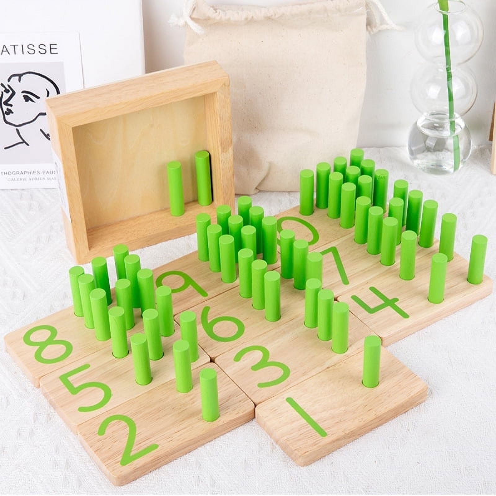 AMERTEER Montessori Wooden Counting Peg Board Toys for Kids 3 Year Olds ...