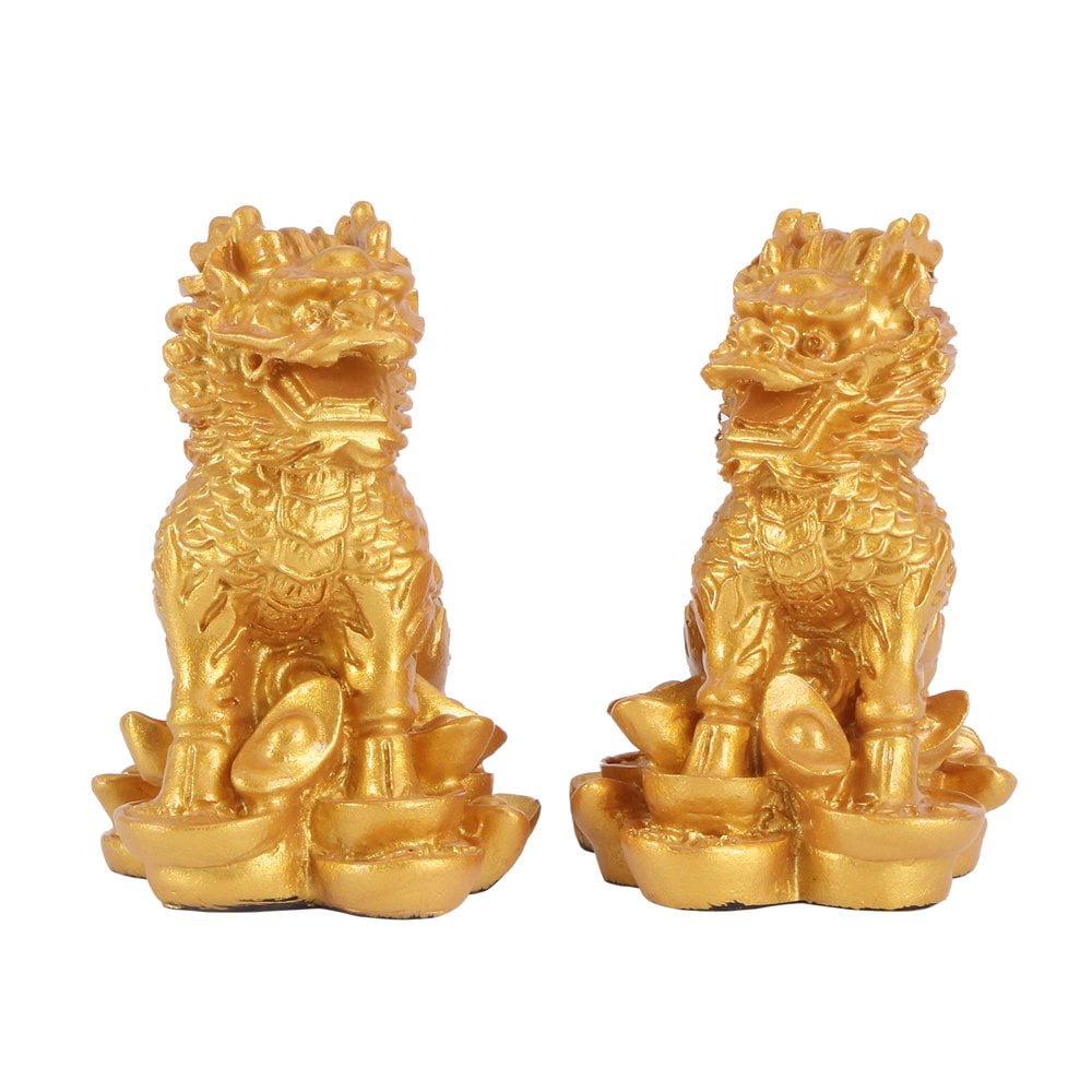 AMERTEER Statue Feng Chinese Sculpture Lucky Shui Shui Dragon Figurine Kirin Kylin Bi Xie Charm ...