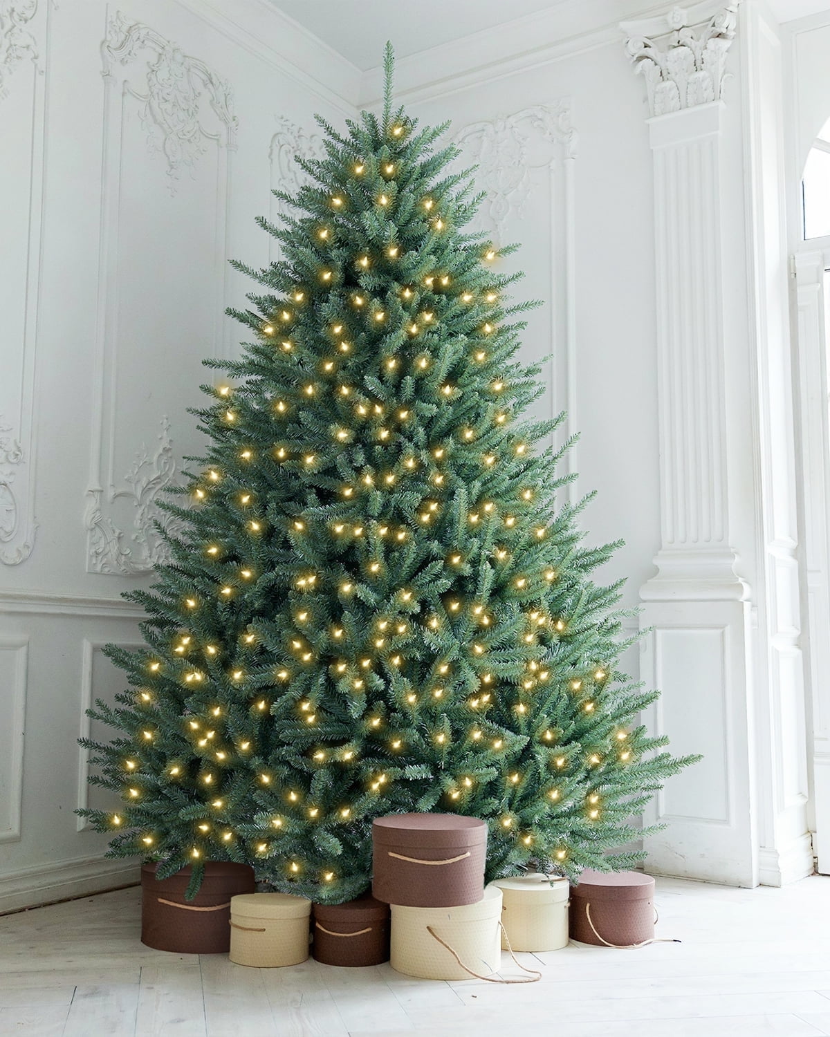 AMERZEST 4.5ft Pre-lit Premium Blue Fir Artificial Christmas Tree with ...