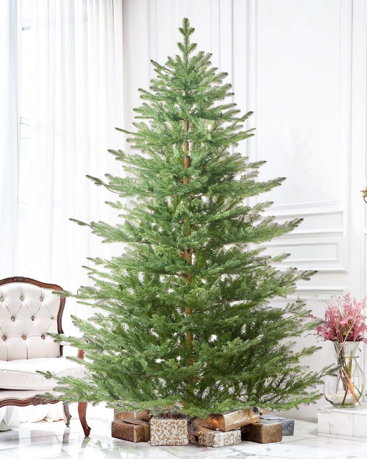 AMERZEST 7FT Unlit Aspen Fir Artificial Christmas Tree,Hinged/Feel Real ...