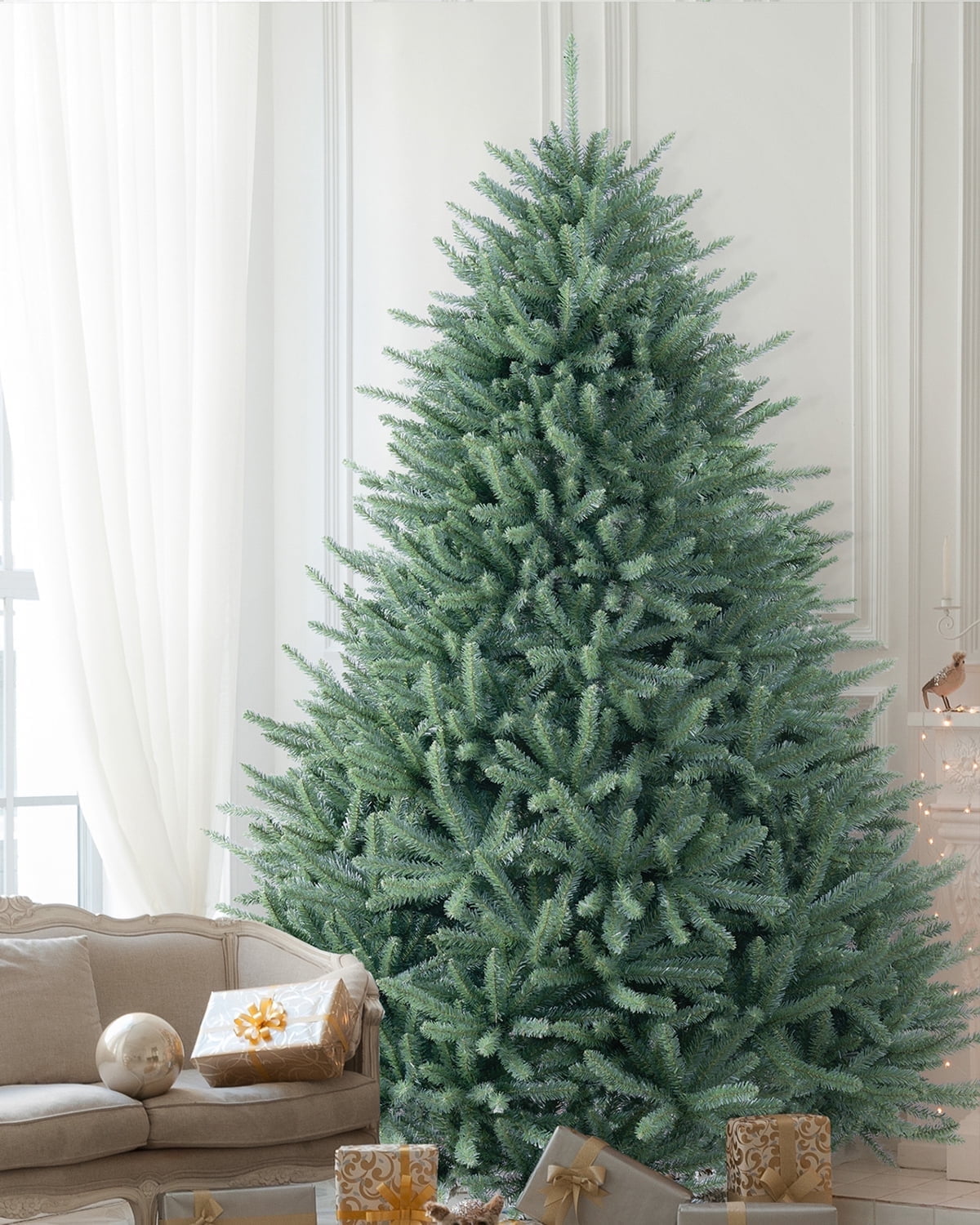 AMERZEST 6ft Blue Fir Artificial Christmas Tree, Hinged Spruce, No ...