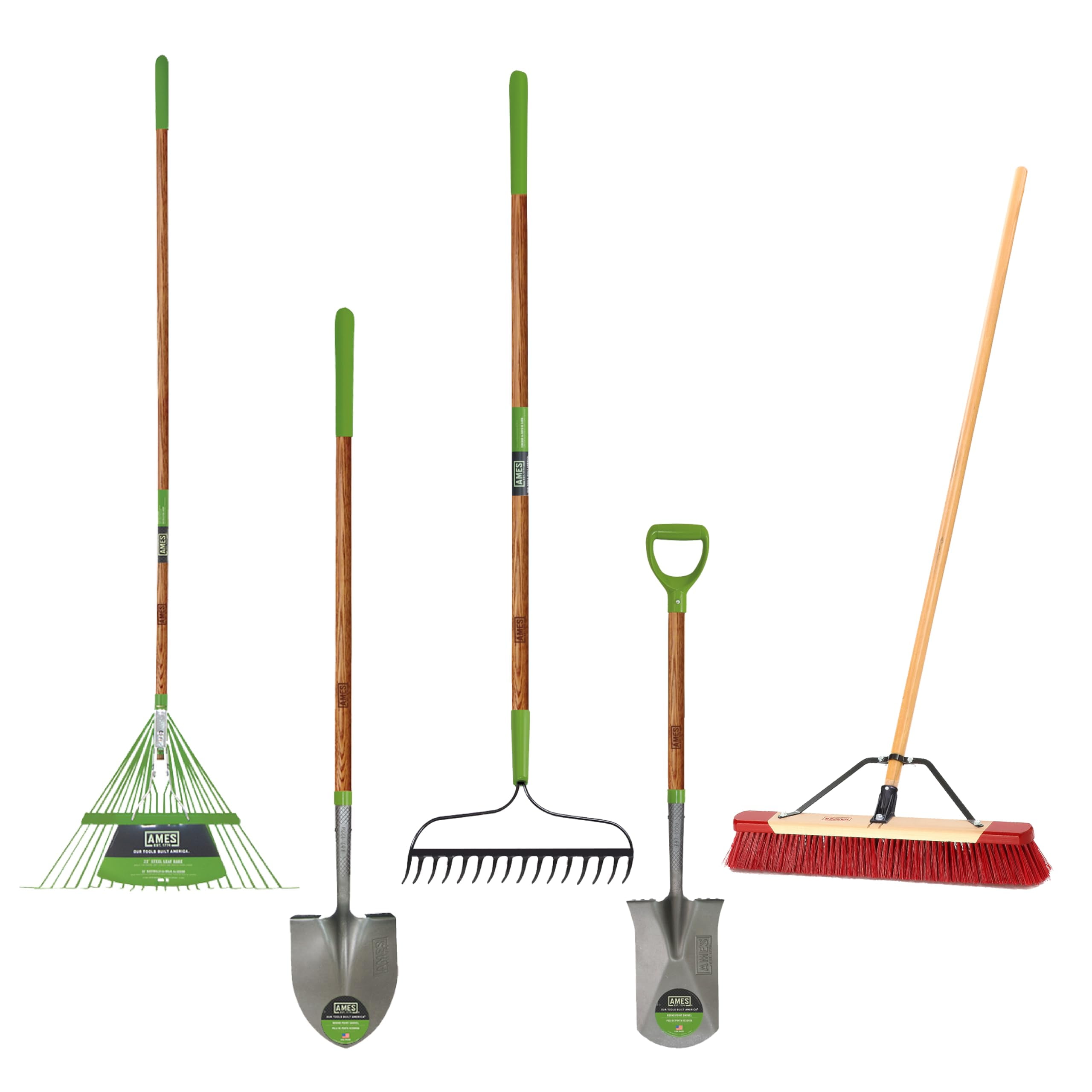 AMES 5-pc. New Homeowner Long Handle Tool Kit with Lawn Rake, Digging ...