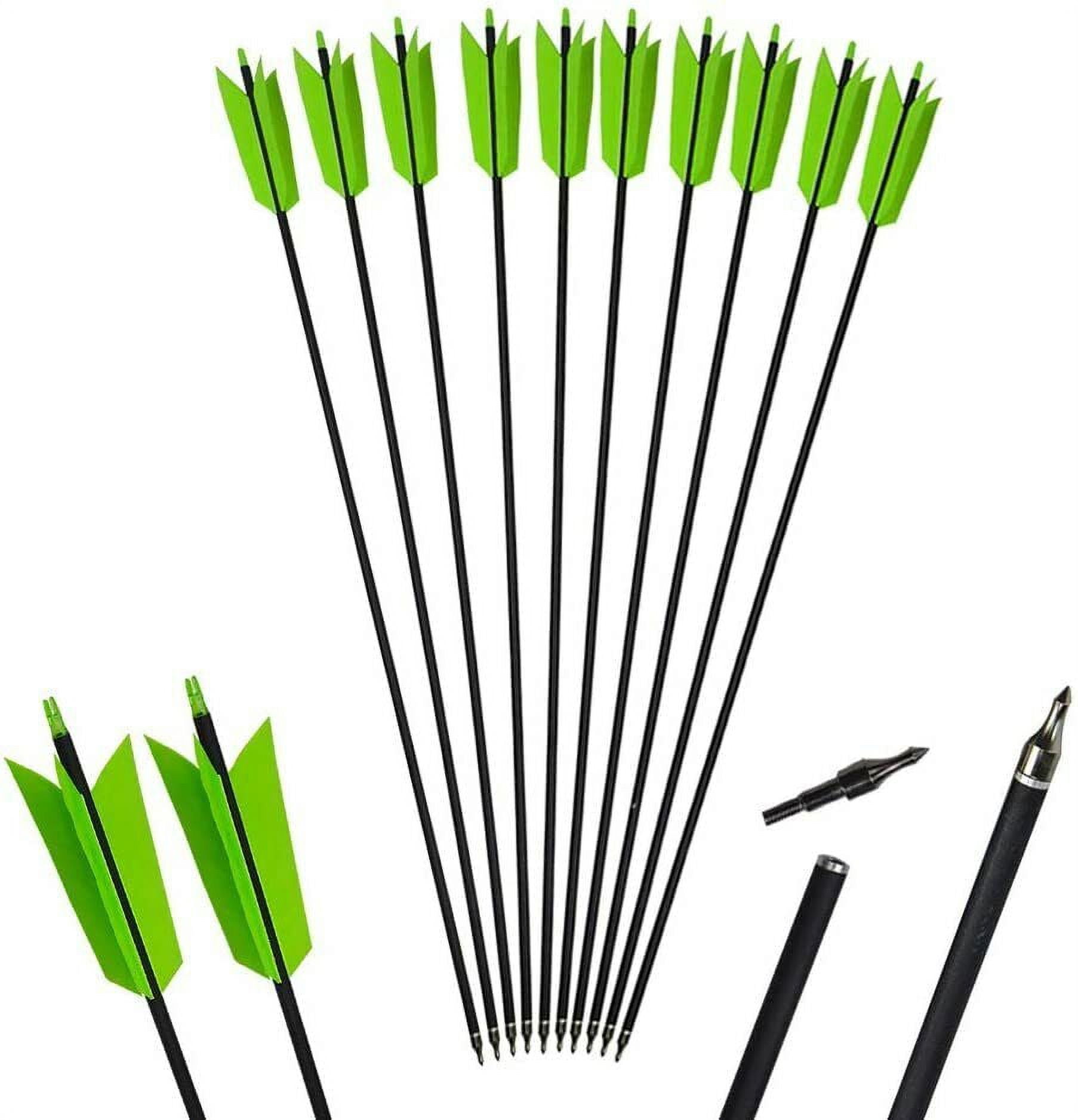 AMEYXGS (12pcs Green) Archery 31" Carbon Arrow Feather for Recurve Bow ...