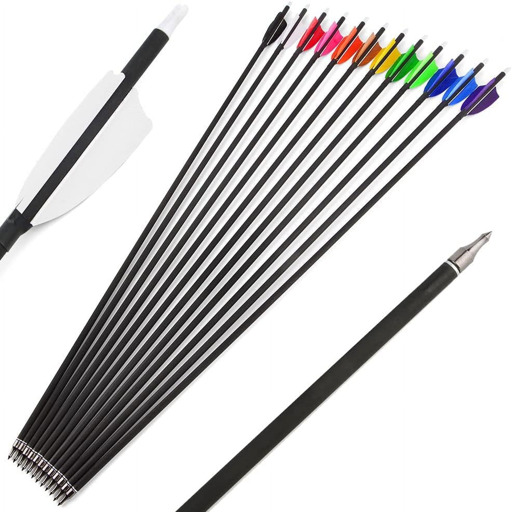 AMEYXGS 6/12Pcs 30Inch Carbon Arrow Spine 500 Practice Hunting Arrows ...