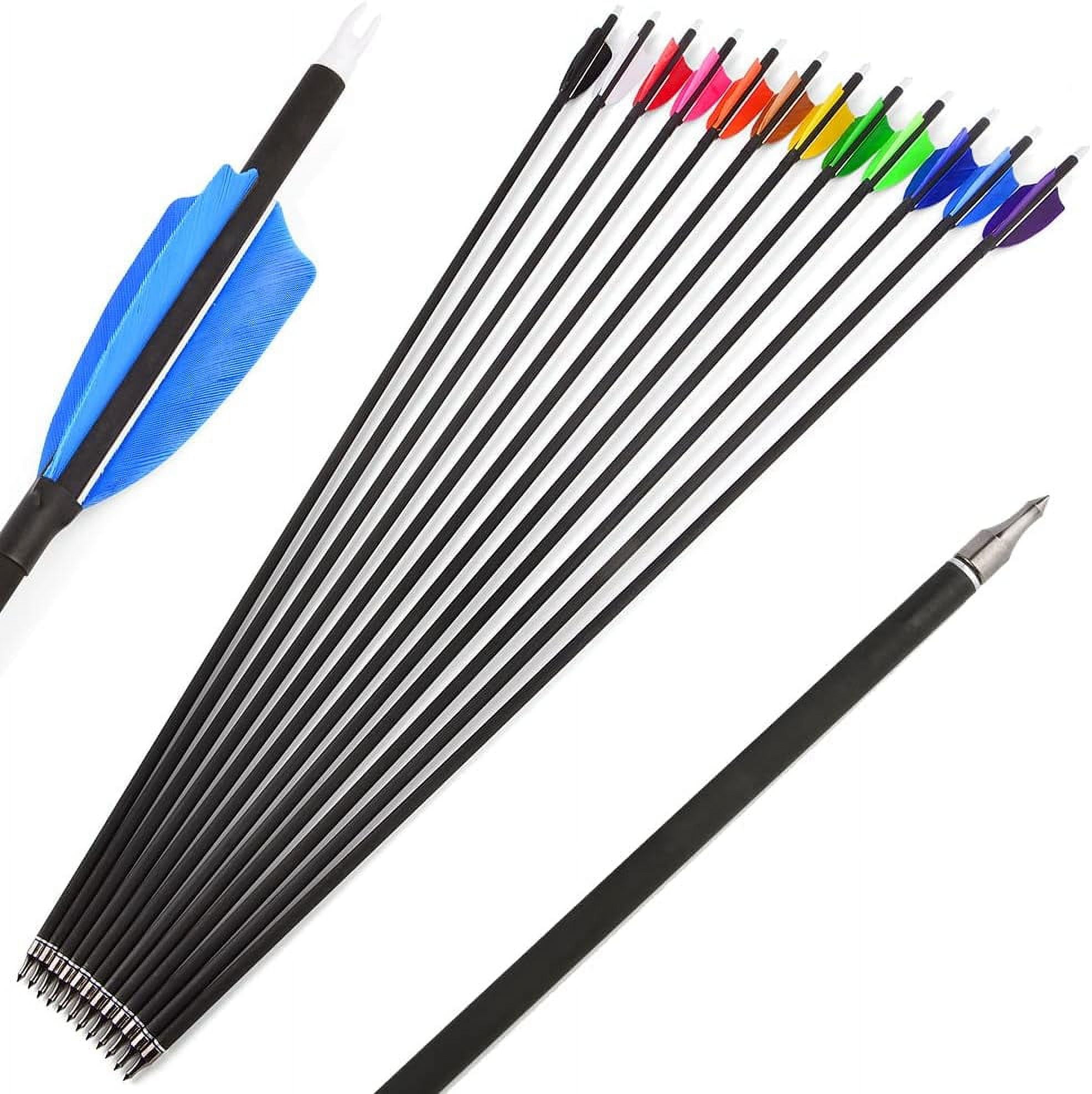 AMEYXGS 6/12Pcs 30Inch Carbon Arrow Spine 500 Practice Hunting Arrows ...