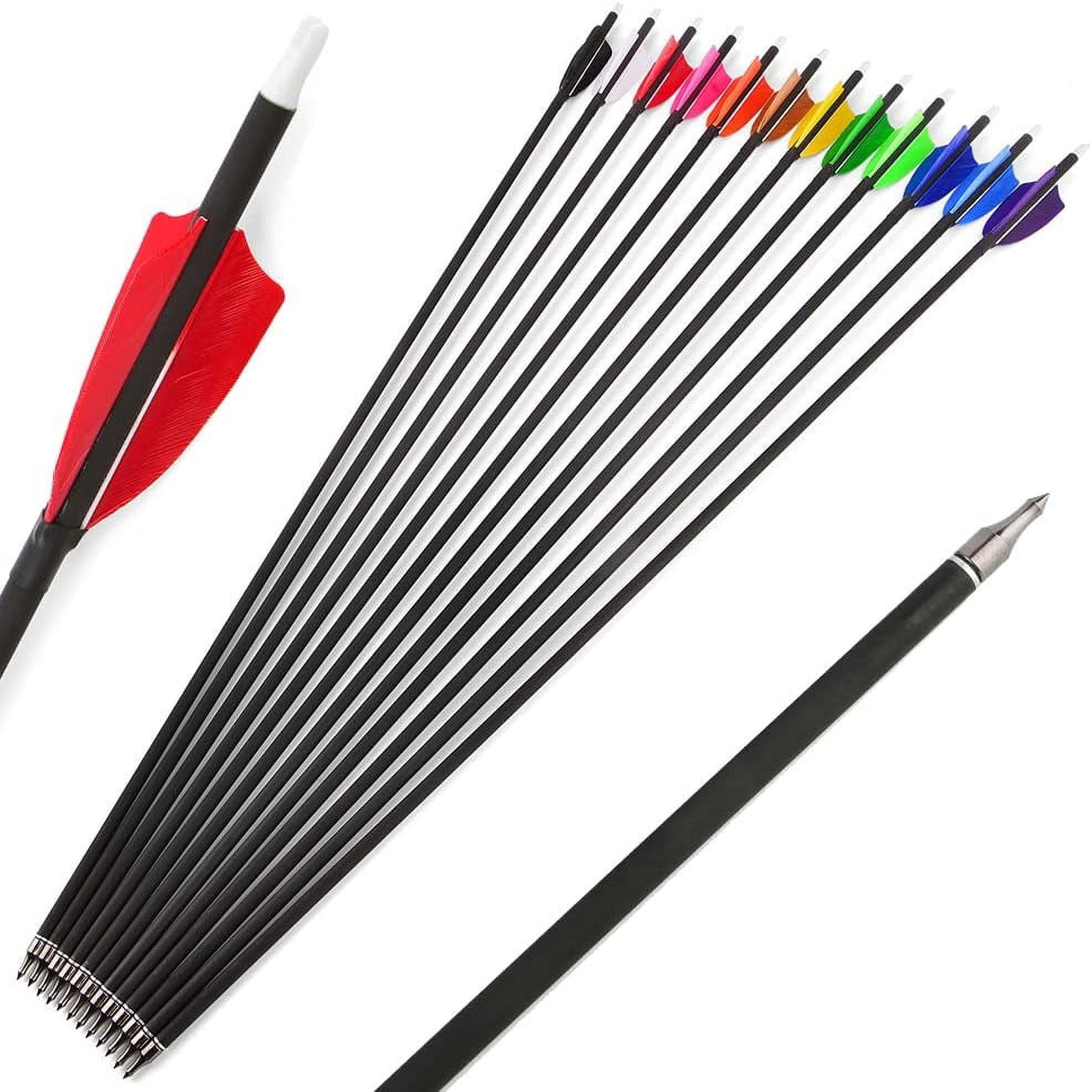 AMEYXGS 6/12Pcs 30Inch Carbon Arrow Spine 500 Practice Hunting Arrows ...