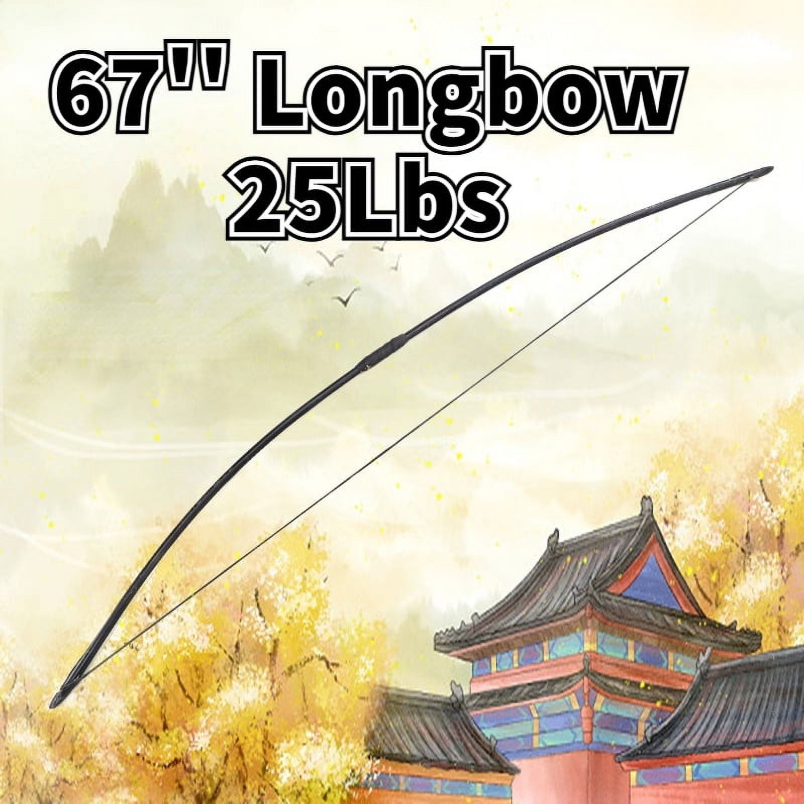 AMEYXGS Archery 67" Traditional Longbow Recurve Bow Target 25-120lbs ...