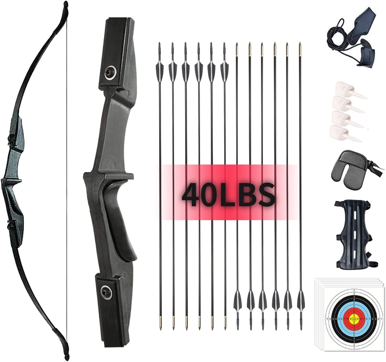 AMEYXGS Archery Takedown Recurve Bow and Arrow Set Left/Rght Hand ...