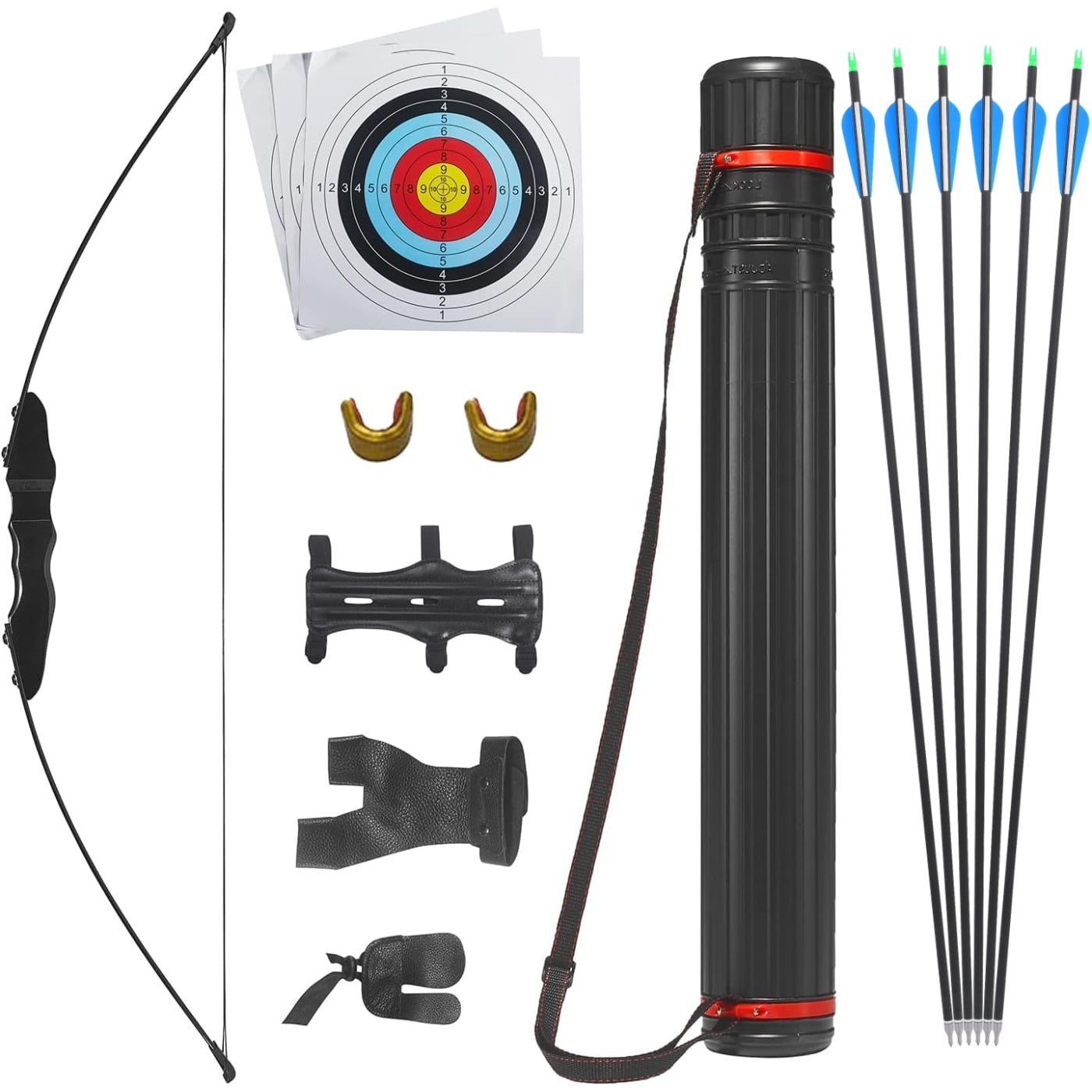 AME Takedown Recurve Bow and Arrow Set, Hunting Longbow, 30-40 lbs, RH ...