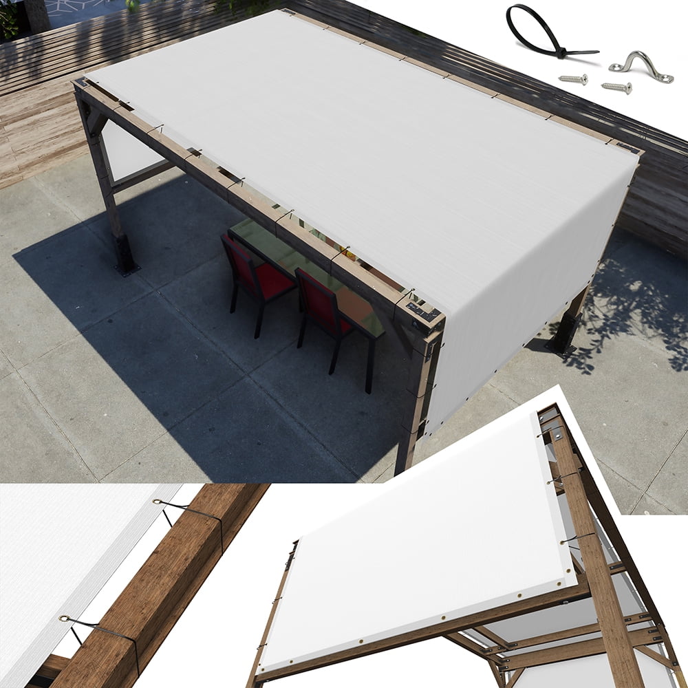 AMGO 12' x 28' White Pergola Sun Shade Canopy Replacement Cover UPF50 ...