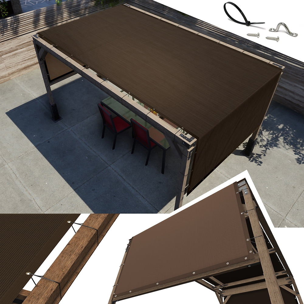 AMGO 12' x 12' Brown Pergola Sun Shade Canopy Replacement Cover UPF50 ...