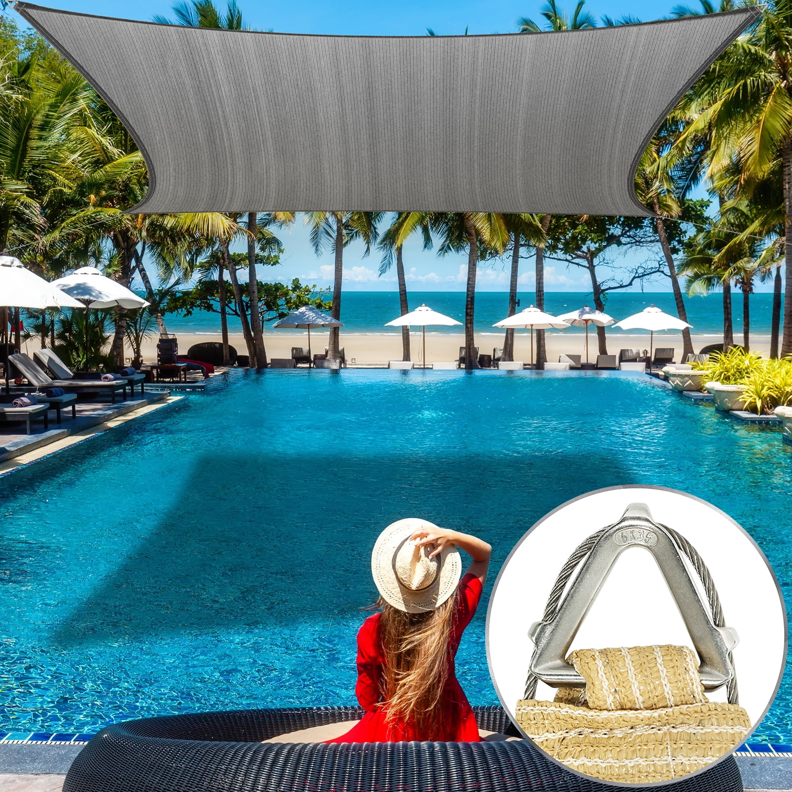 AMGO Pro Ring 24' x 35' Grey Customized Size Sun Shade Sail,Commercial Grade UPF50 Canopy ...