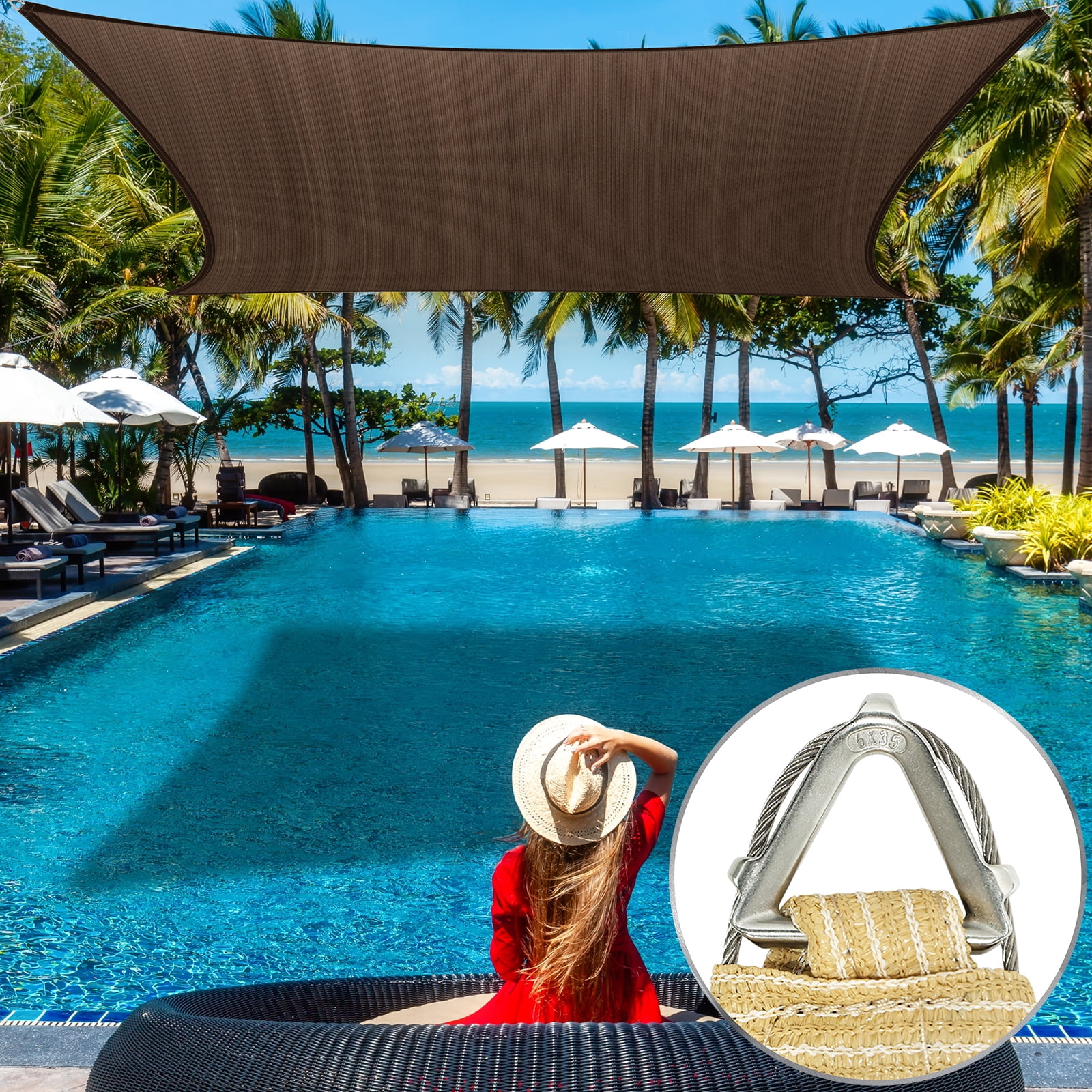 AMGO Pro Ring 47' x 48' Brown Customized Size Sun Shade Sail,Commercial ...