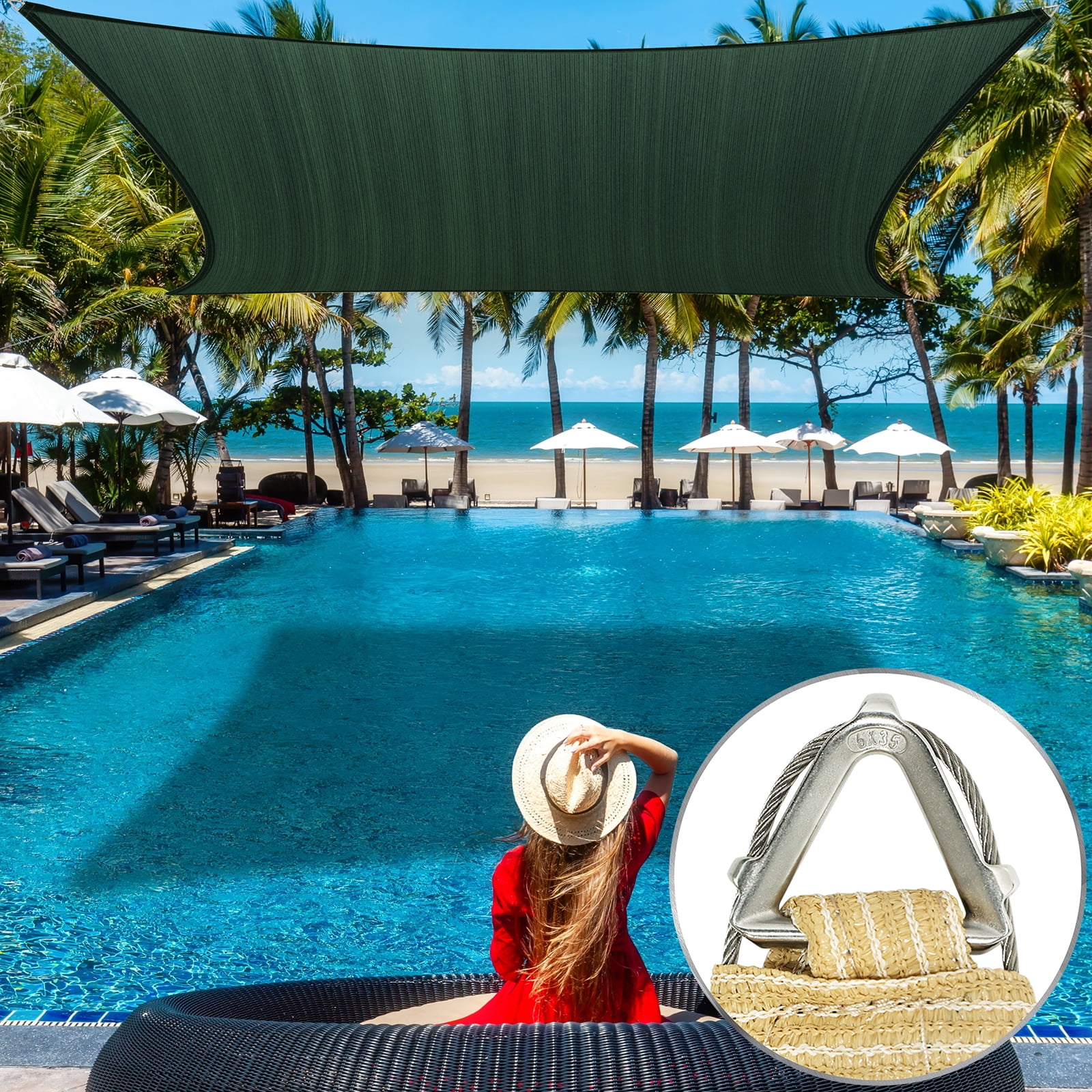 AMGO Pro Ring 6' x 23' Green Customized Size Sun Shade Sail,Commercial ...