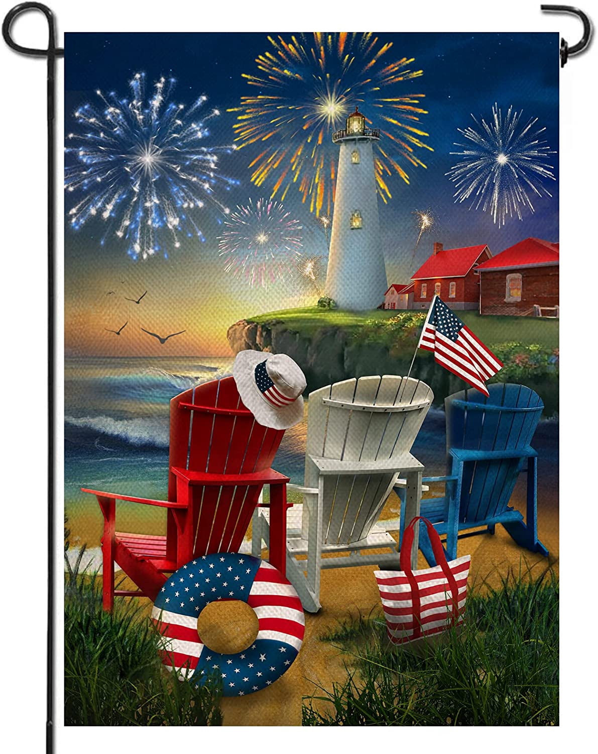 AMHNF 4th of July American Beach Adirondack Chairs Home Decorative ...