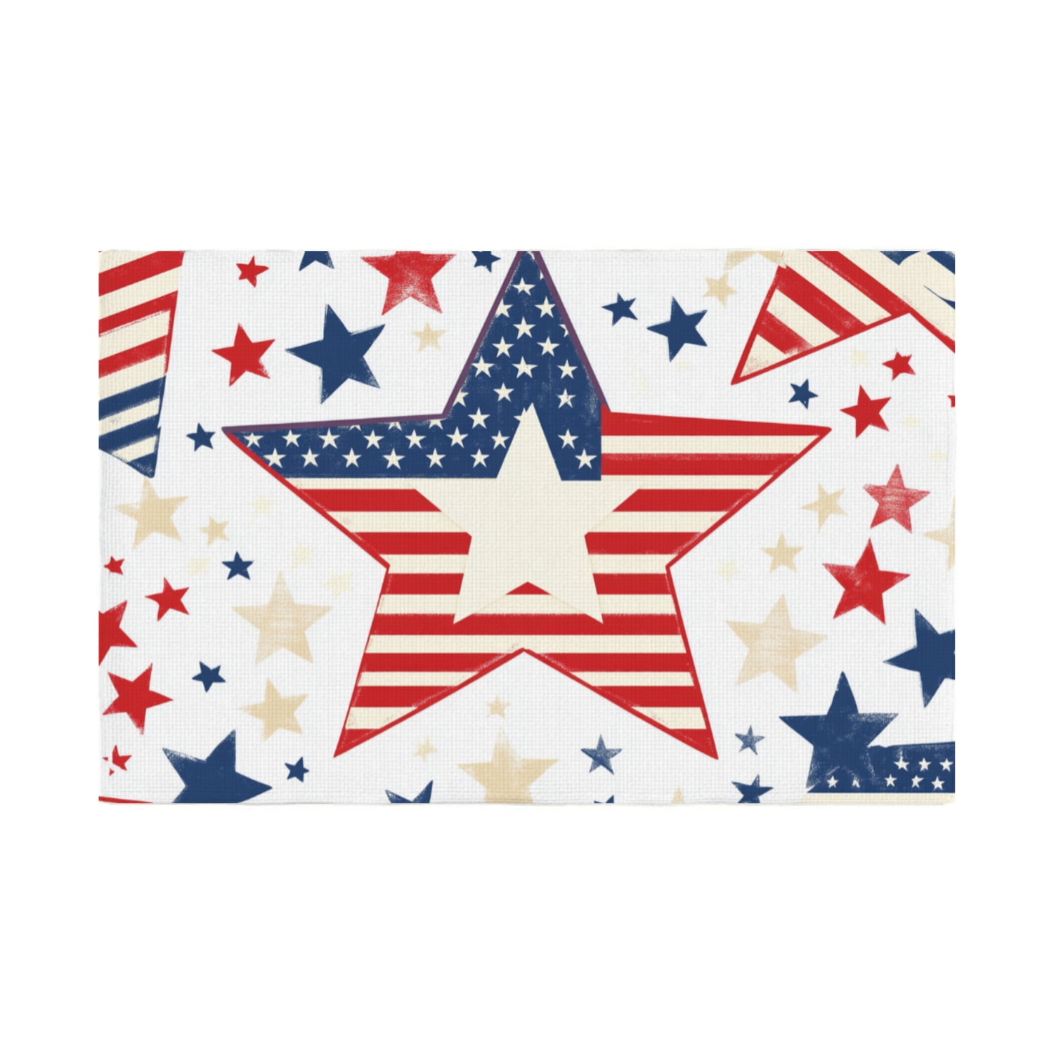 AMHNF American Flag Star Pattern Linen Table Mats Set of 4 12x18 inch ...
