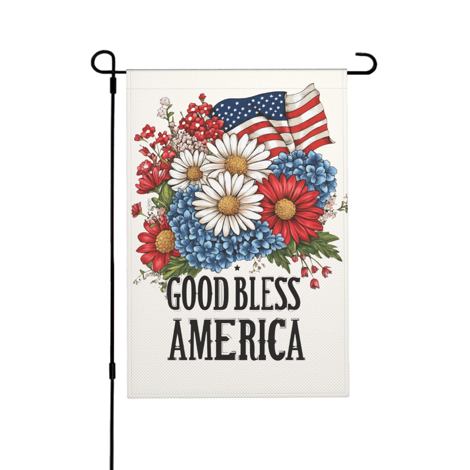 AMHNF Good Bless America Floral Linen Garden Flag 12x18 inch, Memorial ...