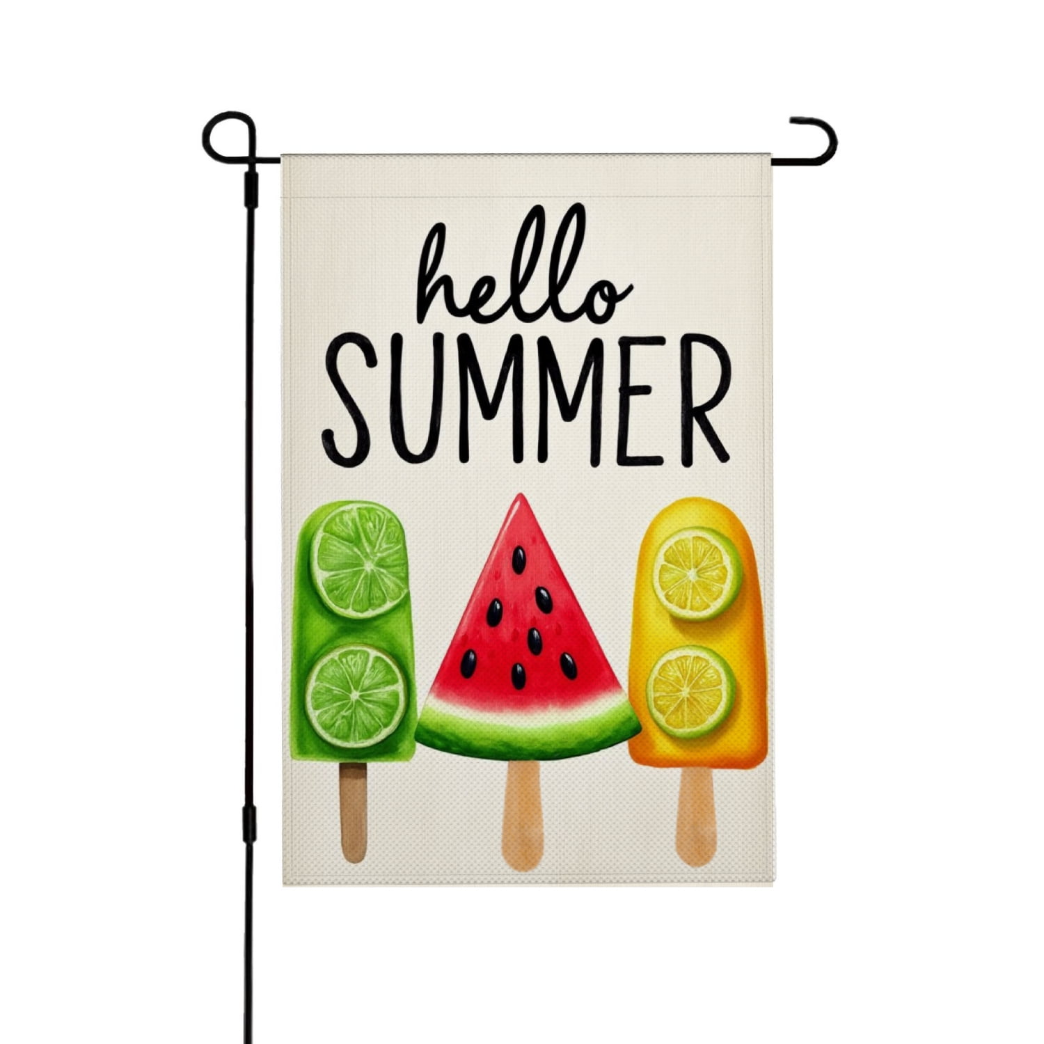 AMHNF Hello Summer Linen Garden Flag with Watermelon Lime Lemon Ice ...