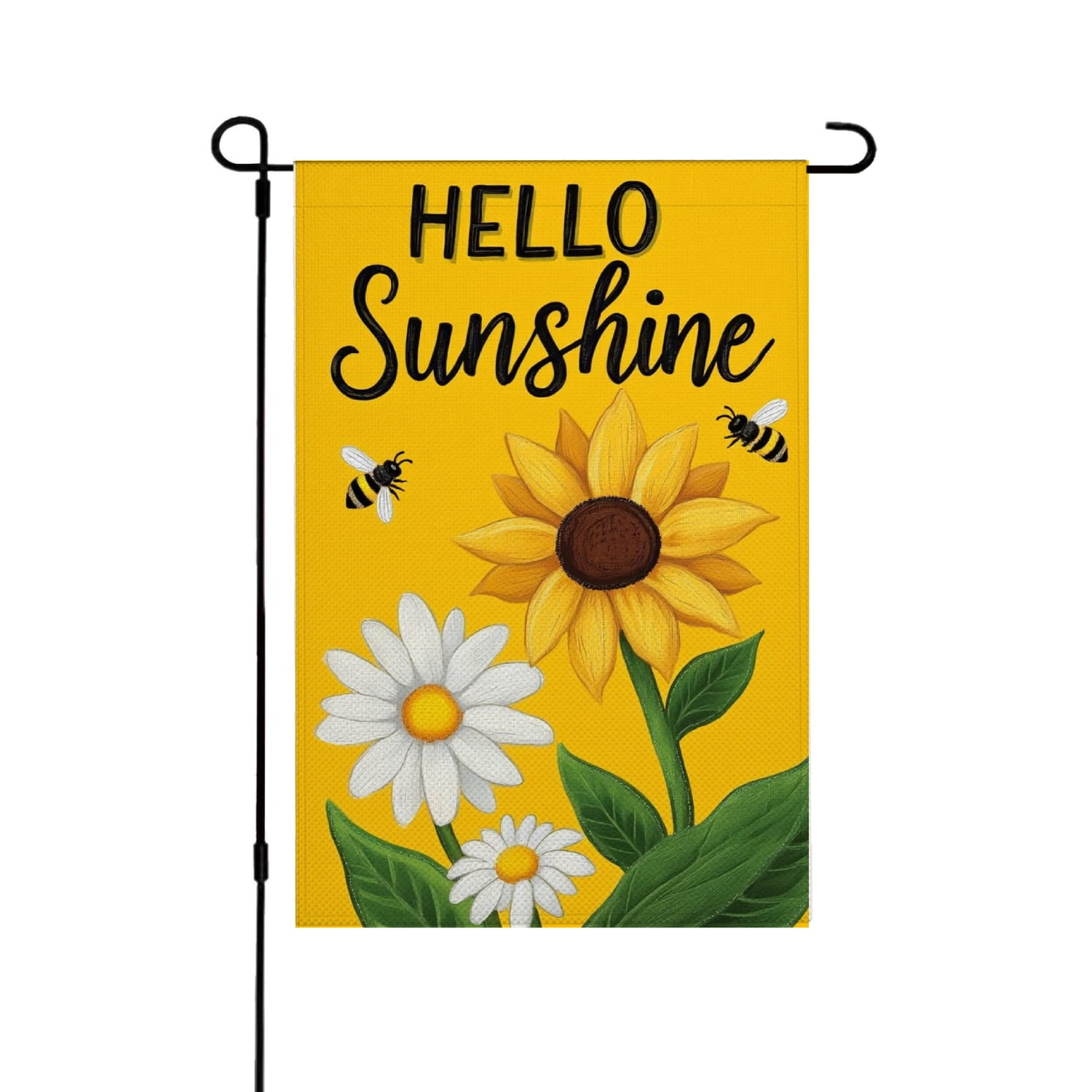 AMHNF Hello Sunshine Bee Sunflower Linen Garden Flag for Spring Summer ...