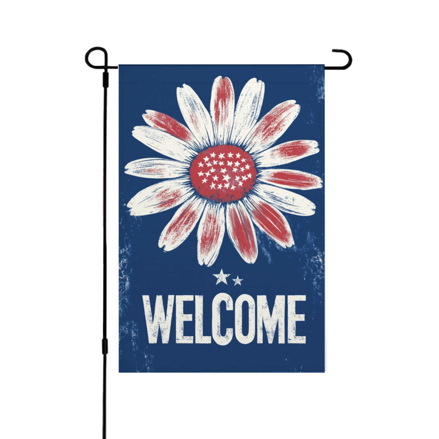 AMHNF Patriotic Daisy Welcome Linen Garden Flag 12x18 inch, Memorial ...