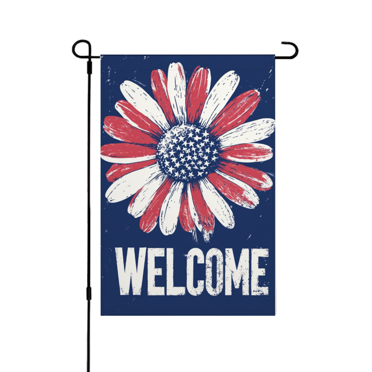 AMHNF Patriotic Daisy Welcome Linen Garden Flag 12x18 inch, Memorial ...