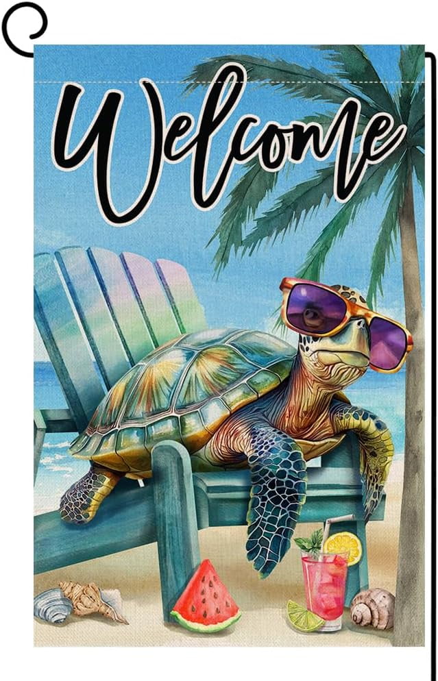AMHNF Summer Beach Sea Turtle Garden Flag 12x18 Vertical Double Sided ...