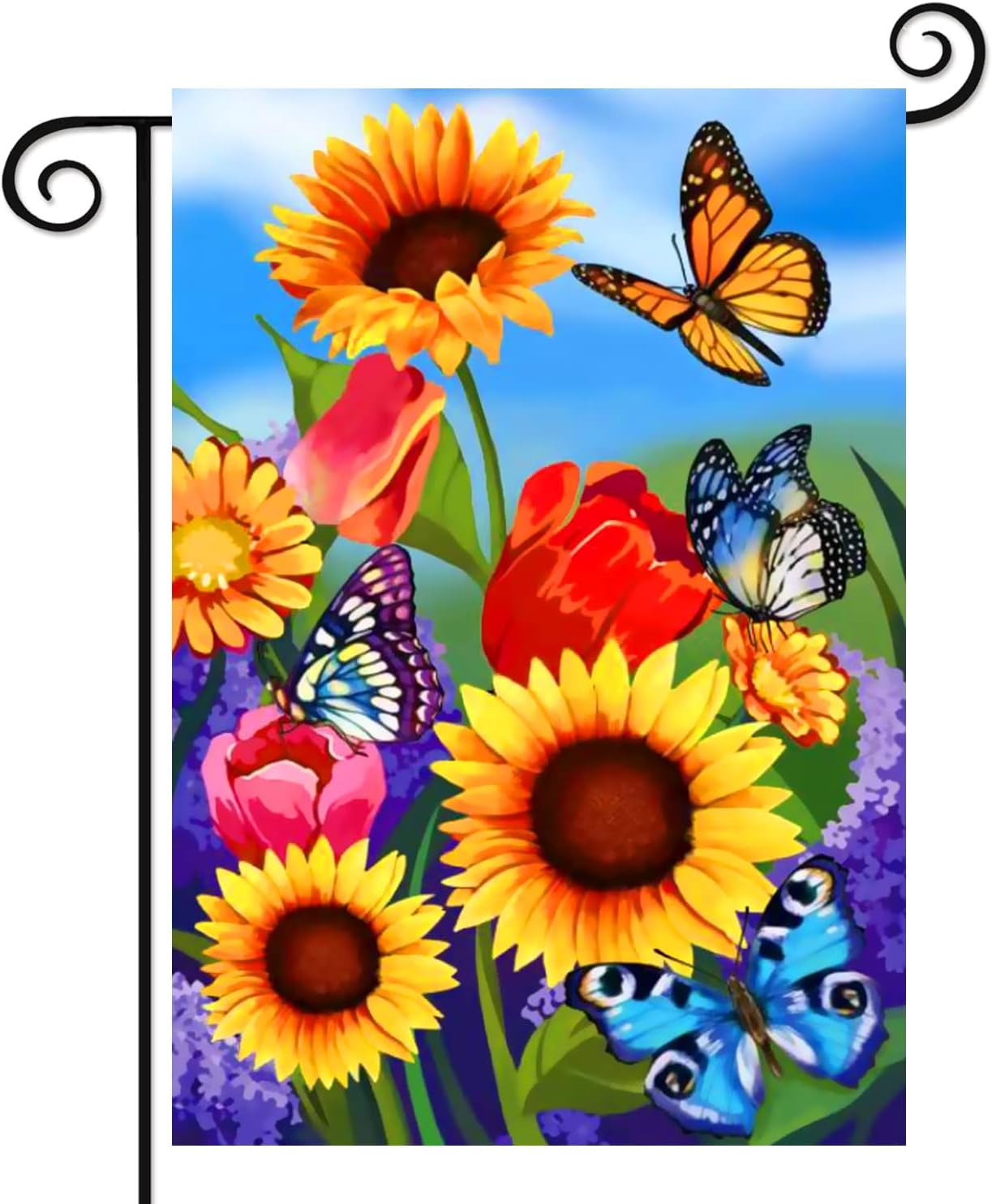 AMHNF Sunflower Garden flag 12x18 Double Sided Vertical, Small Monarch ...