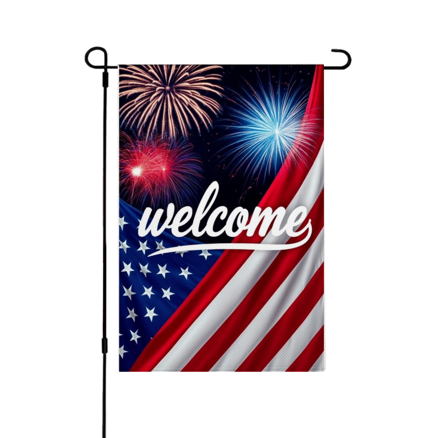 AMHNF Welcome Garden Flag, Linen, for 4th of July Memorial Day Spring ...