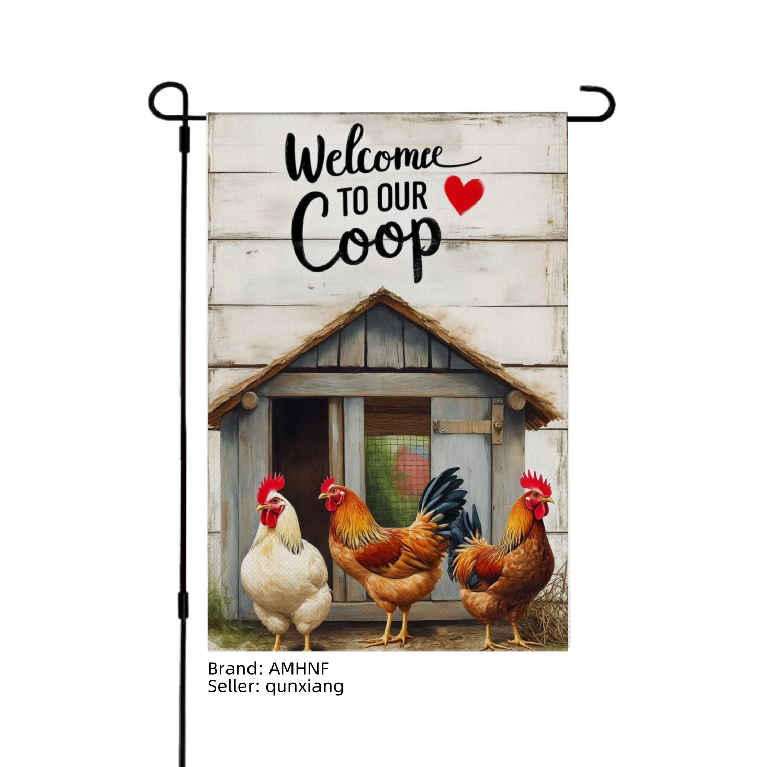 AMHNF Welcome to Our Coop Linen Garden Flag with Chickens for Spring ...