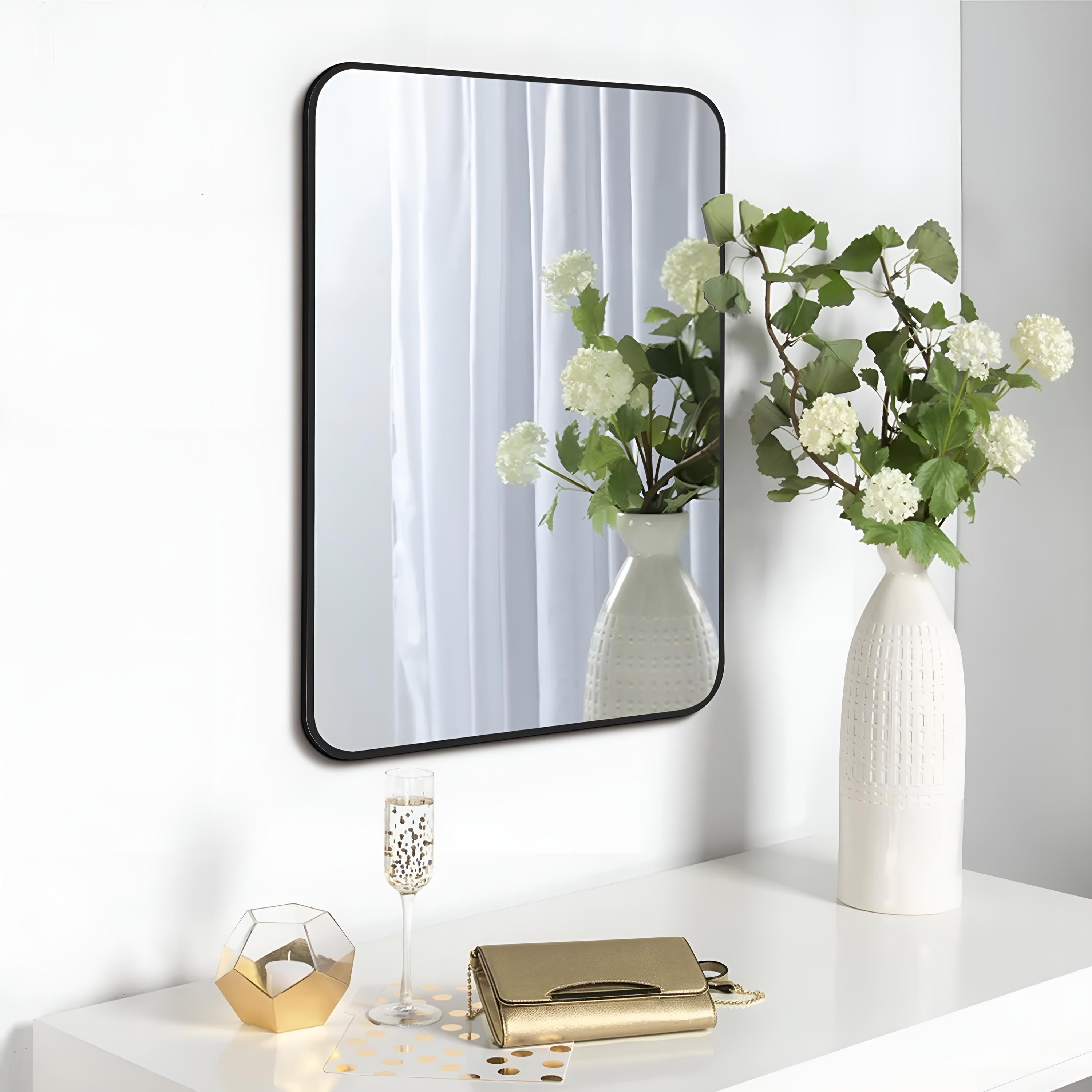 AMI PARTS 16x24 Bathroom Mirror, Black Stainless Steel, Wall Mounted ...
