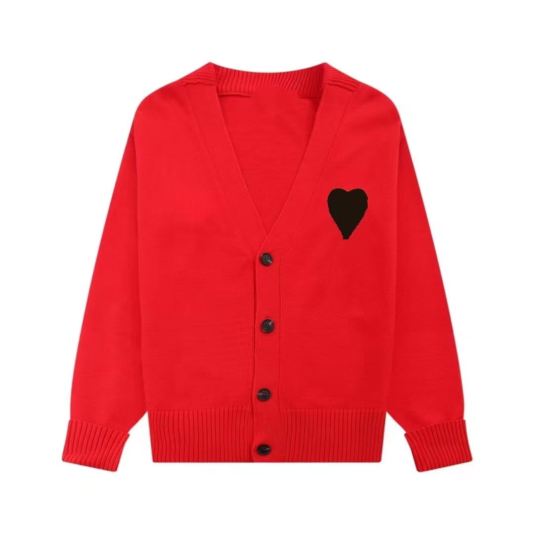 AMI's Laid - Back V - Neck Cardigan Sweater with Eye - catching Big ...