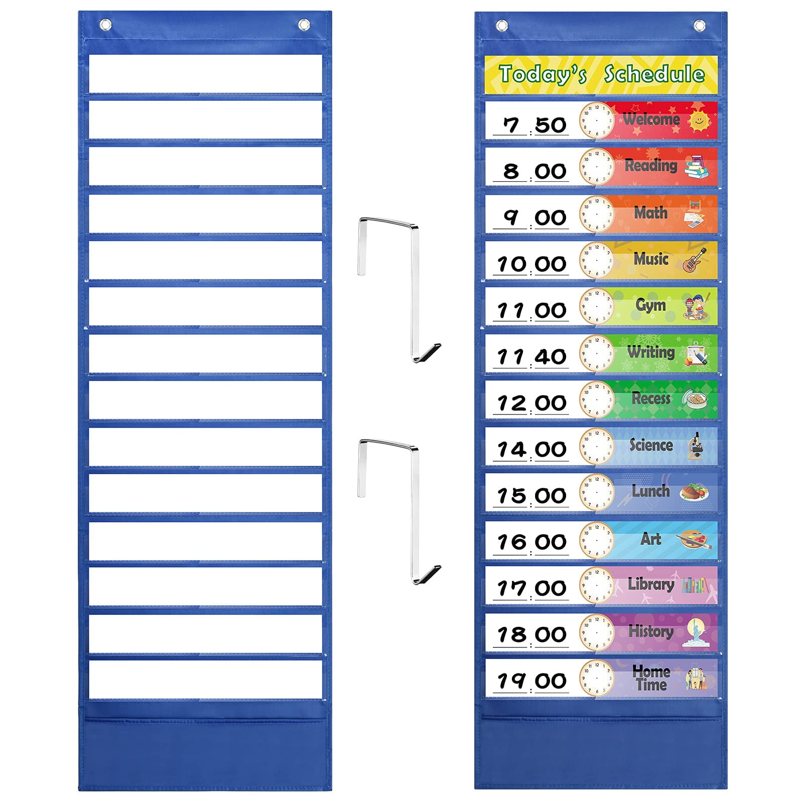 AMIAEDU Daily Schedule Pocket Chart, Classroom Schedule Pocket Chart ...