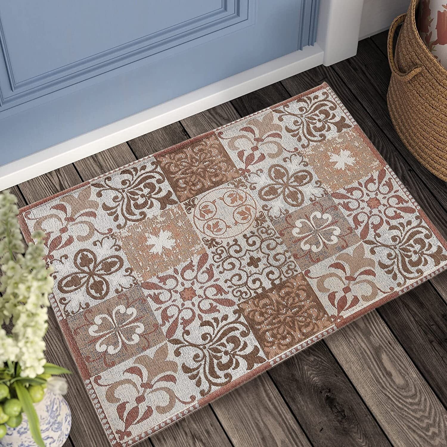 "AMIDA 24""x36"" Indoor Non-Slip Doormat, Chenille Fabric, Machine ...