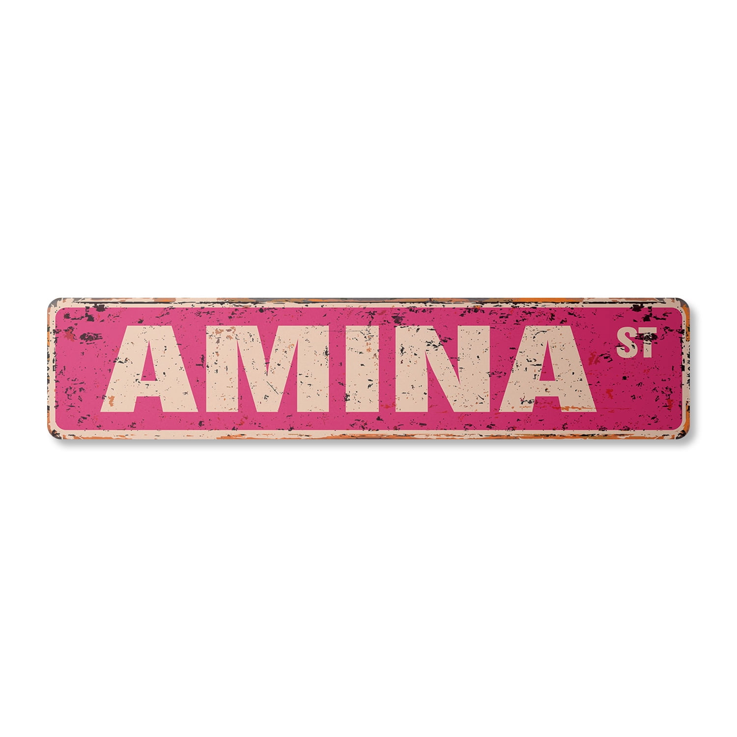 AMINA Vintage Plastic Street Sign Childrens Name Room Sign | Indoor ...