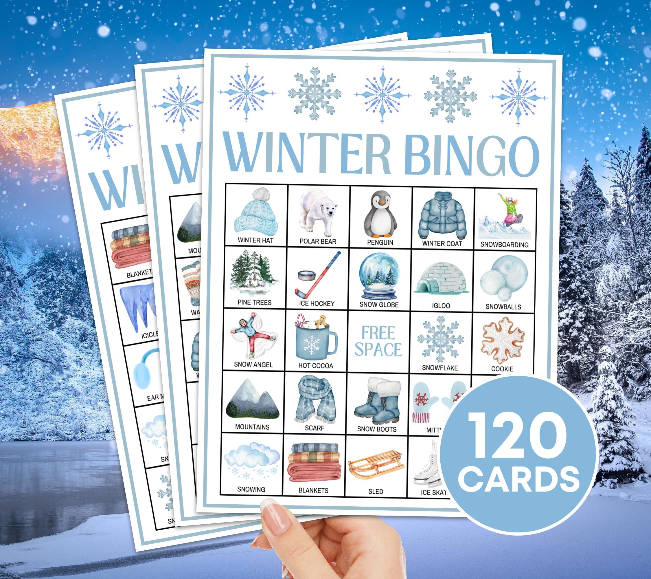 AMINO Tee 120 Winter Bingo Card Printable Game,Winter Bingo Board ...