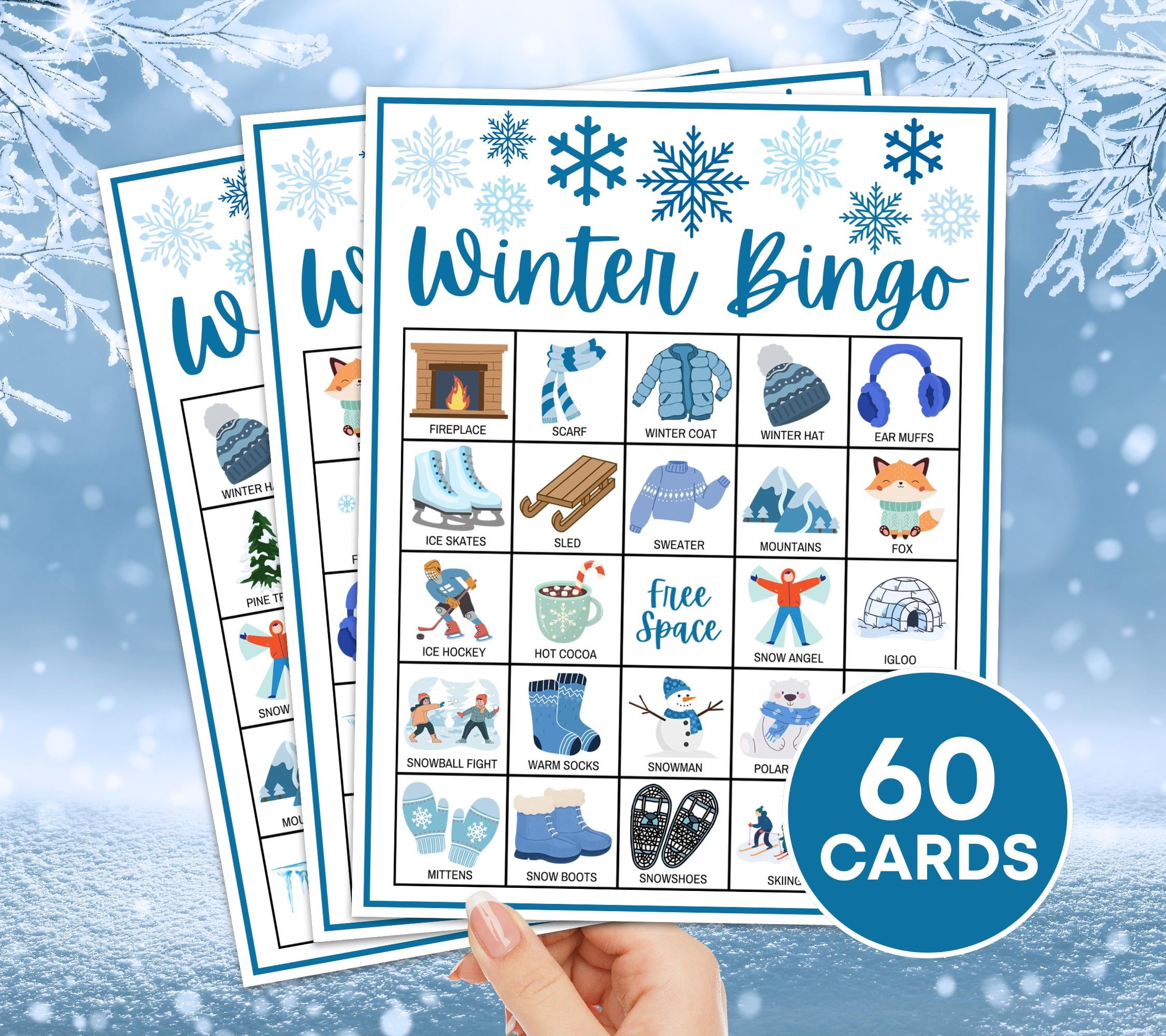 AMINO Tee 60 Winter Bingo Cards Printable Game,Winter Bingo Board ...