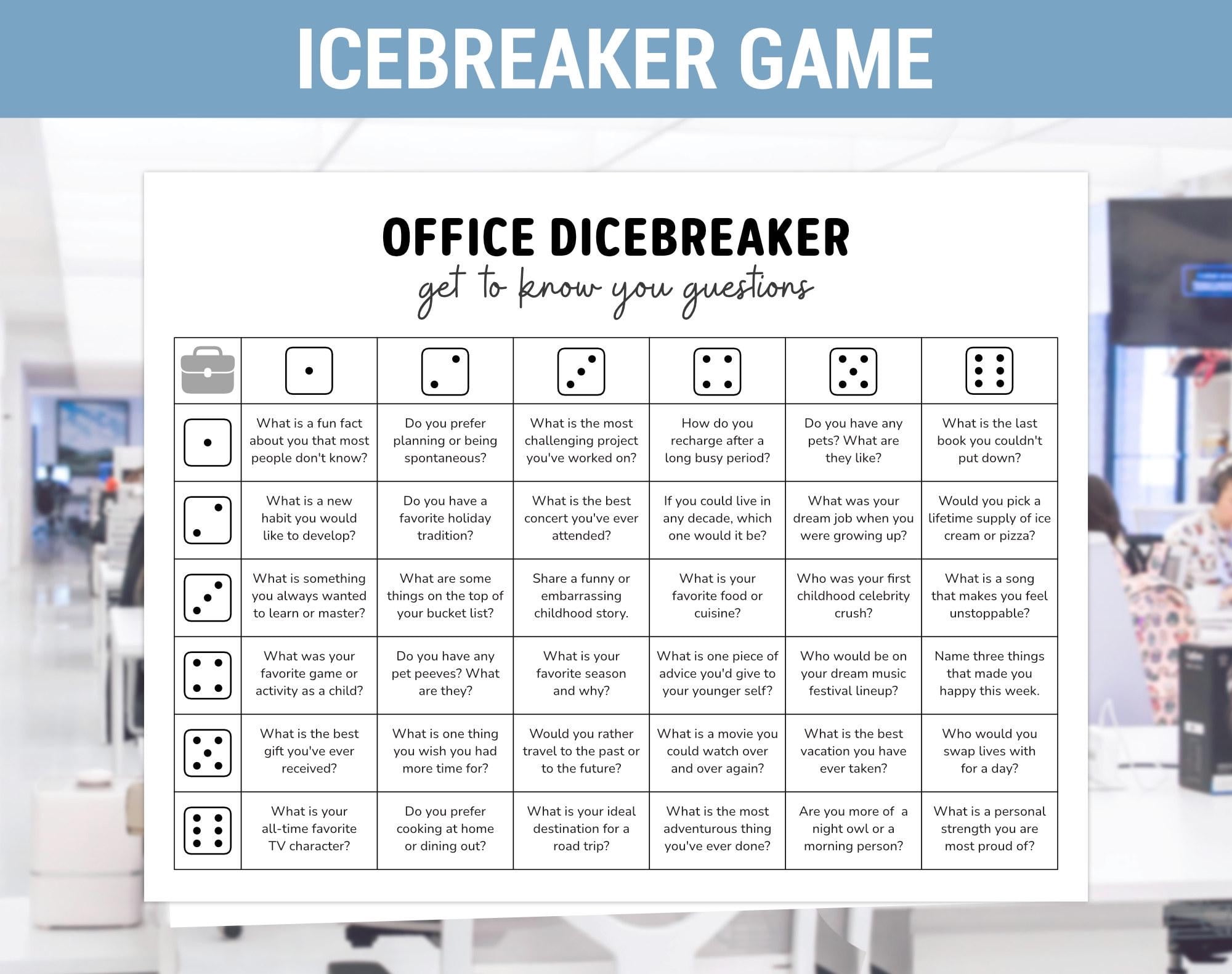 AMINO Tee Dicebreaker Office Party Games, Work Icebreaker, Team ...