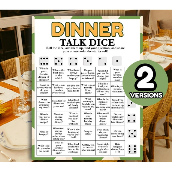 AMINO Tee Dinner Party Talk Dice Game, Fun Dinner Table Game, Dinner ...