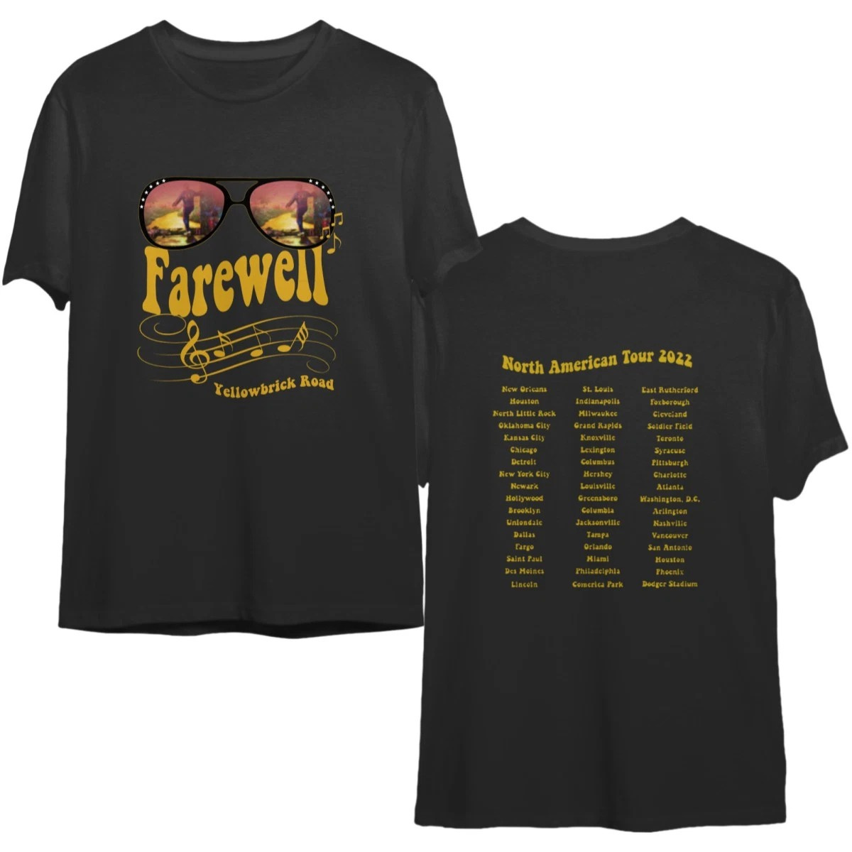 AMINO Tee Elton John Farewell Tour Yellow Brick Road 2022 Shirt Black ...