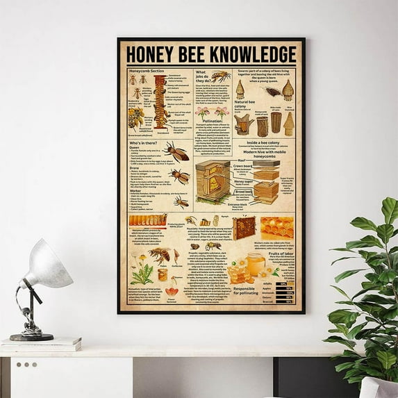 AMINO Tee Honey Bee Knowledge Poster, Bee Home Decor, Honey Bee Wall ...