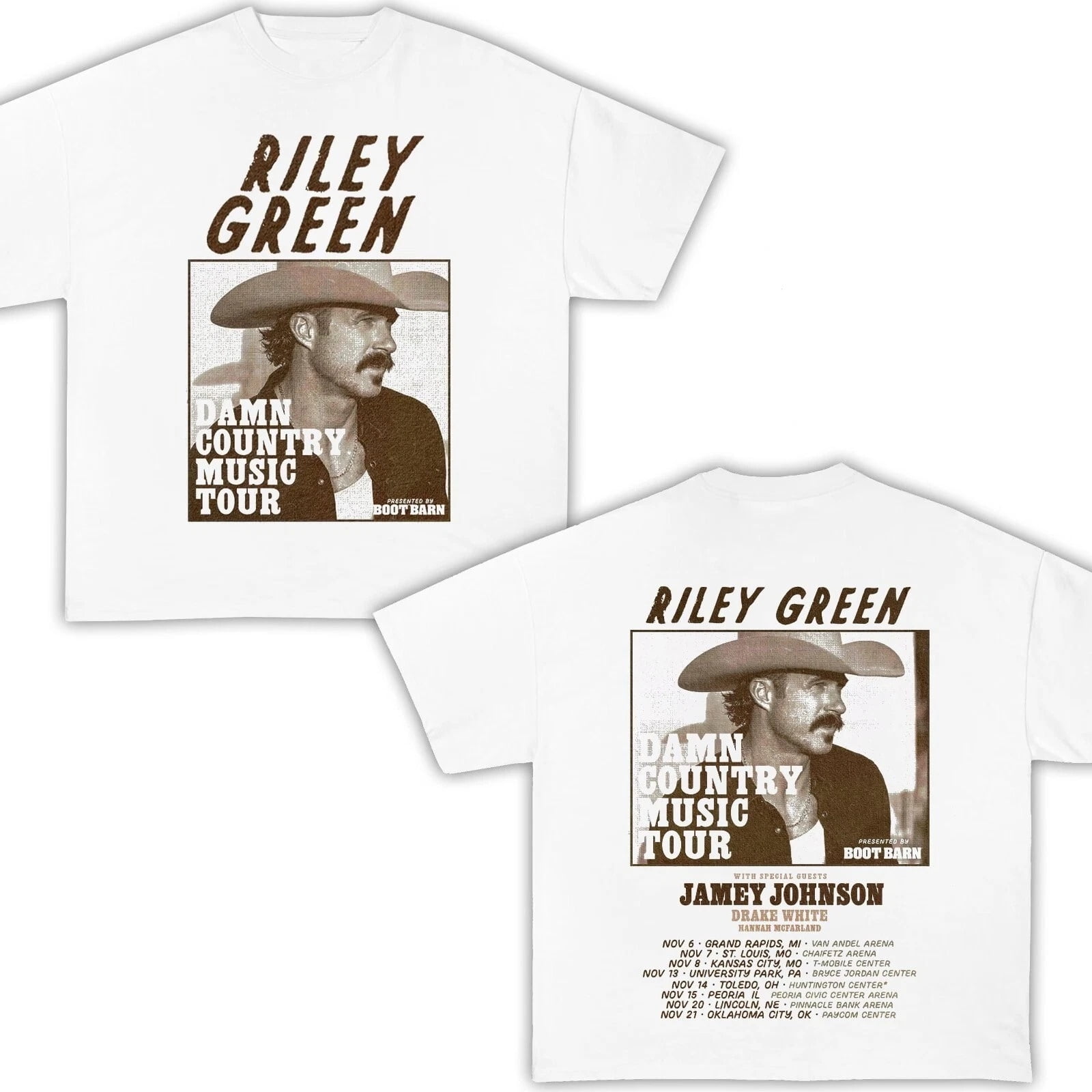 AMINO Tee Riley Green Damn Country Music Tour 2025 Shirt, Riley Green ...