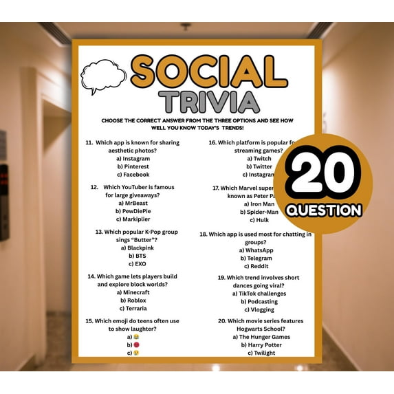 AMINO Tee Social Trivia Game Printable, Fun Group Quiz for Parties ...