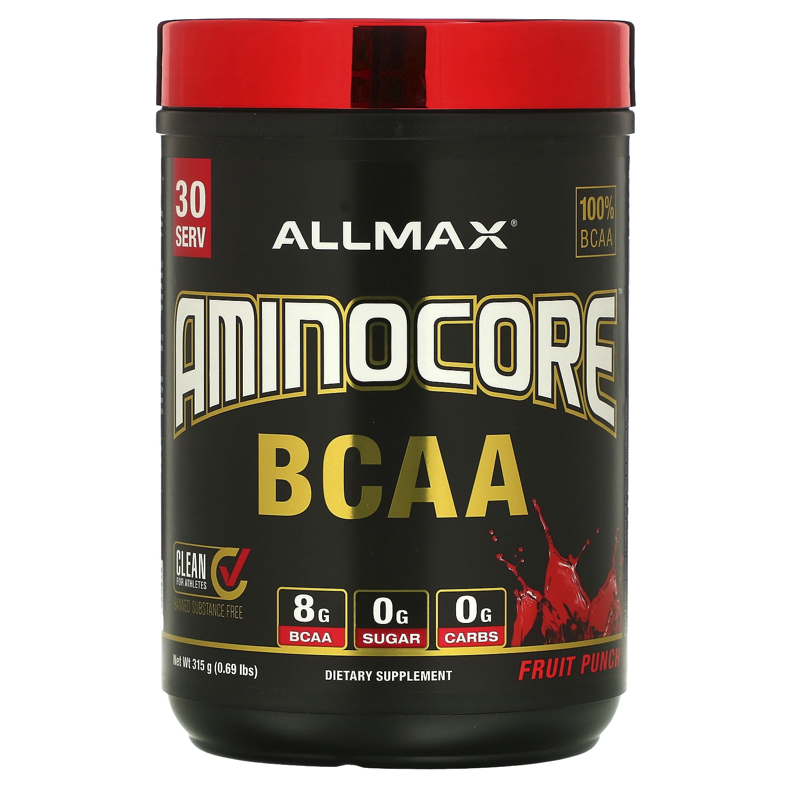 ALLMAX AMINOCORE BCAA Flavored Powder, Fruit Punch, 0.69 lbs (315 g ...
