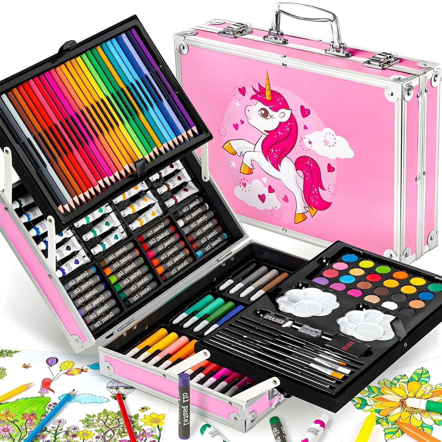 AMIRATE Unicorn Art Craft Painting Box Big Coloring Suitcase Multiple ...