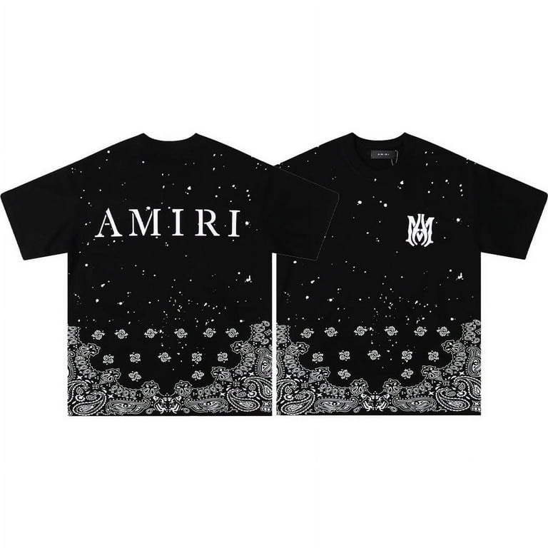 AMIRI Summer Short Sleeve Letter Fluid Splash Ink Printing AMIRI Summer Short Sleeve Letter Fluid Splash Ink Printing
